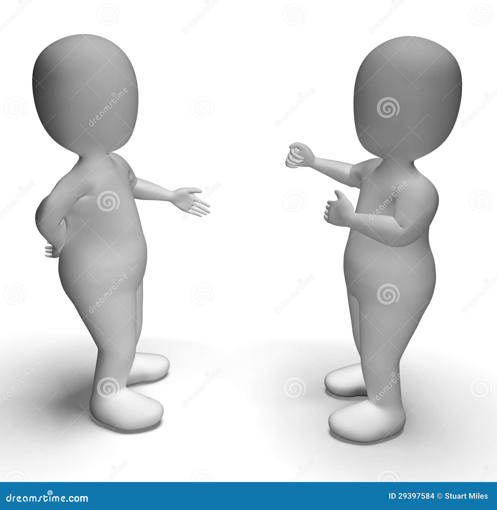 Discussion Between Two 3d Characters Showing Communication Stock ...