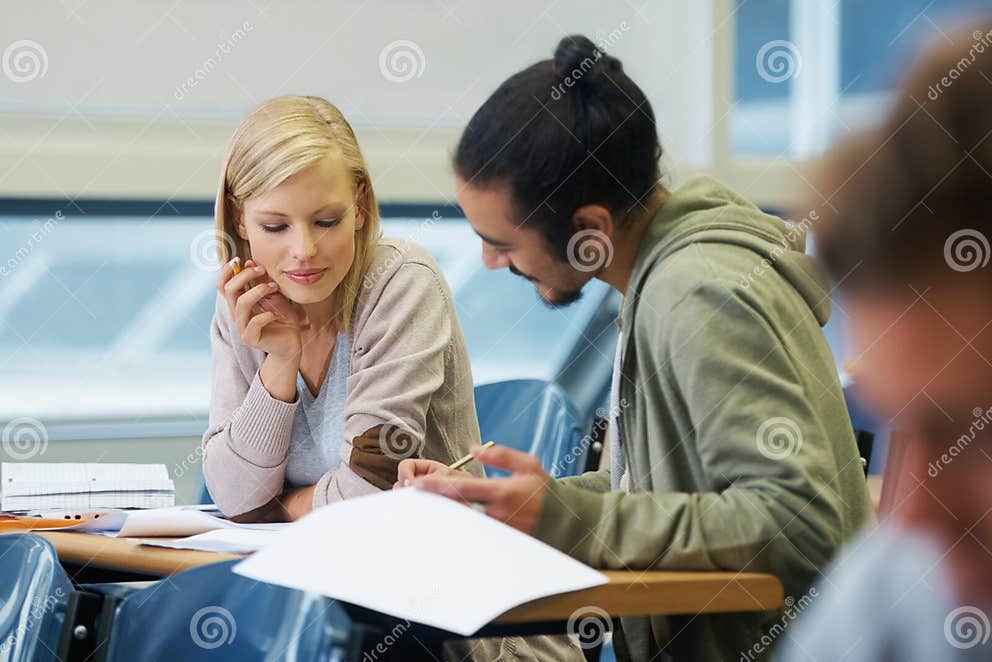 Discussion, University and Students in Classroom for Studying with Text ...