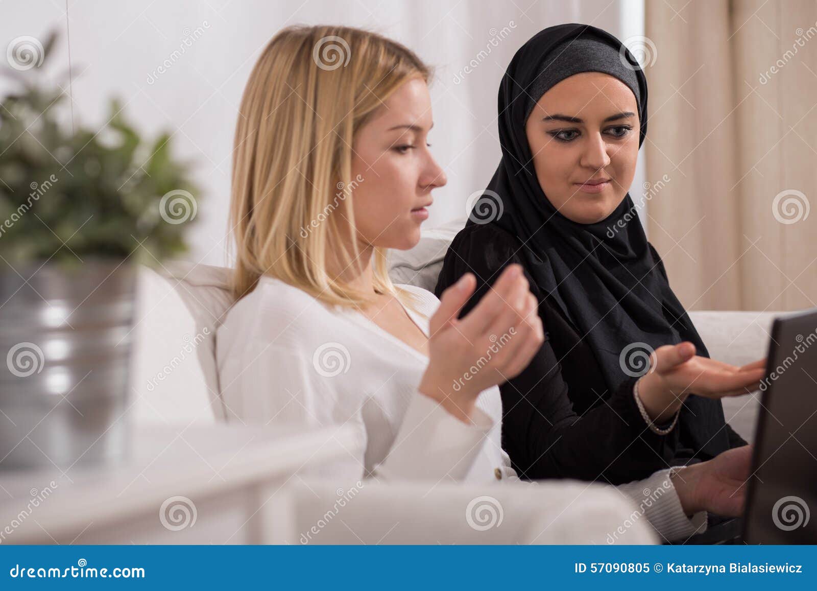 Discussion between women stock image. Image of beautiful - 57090805