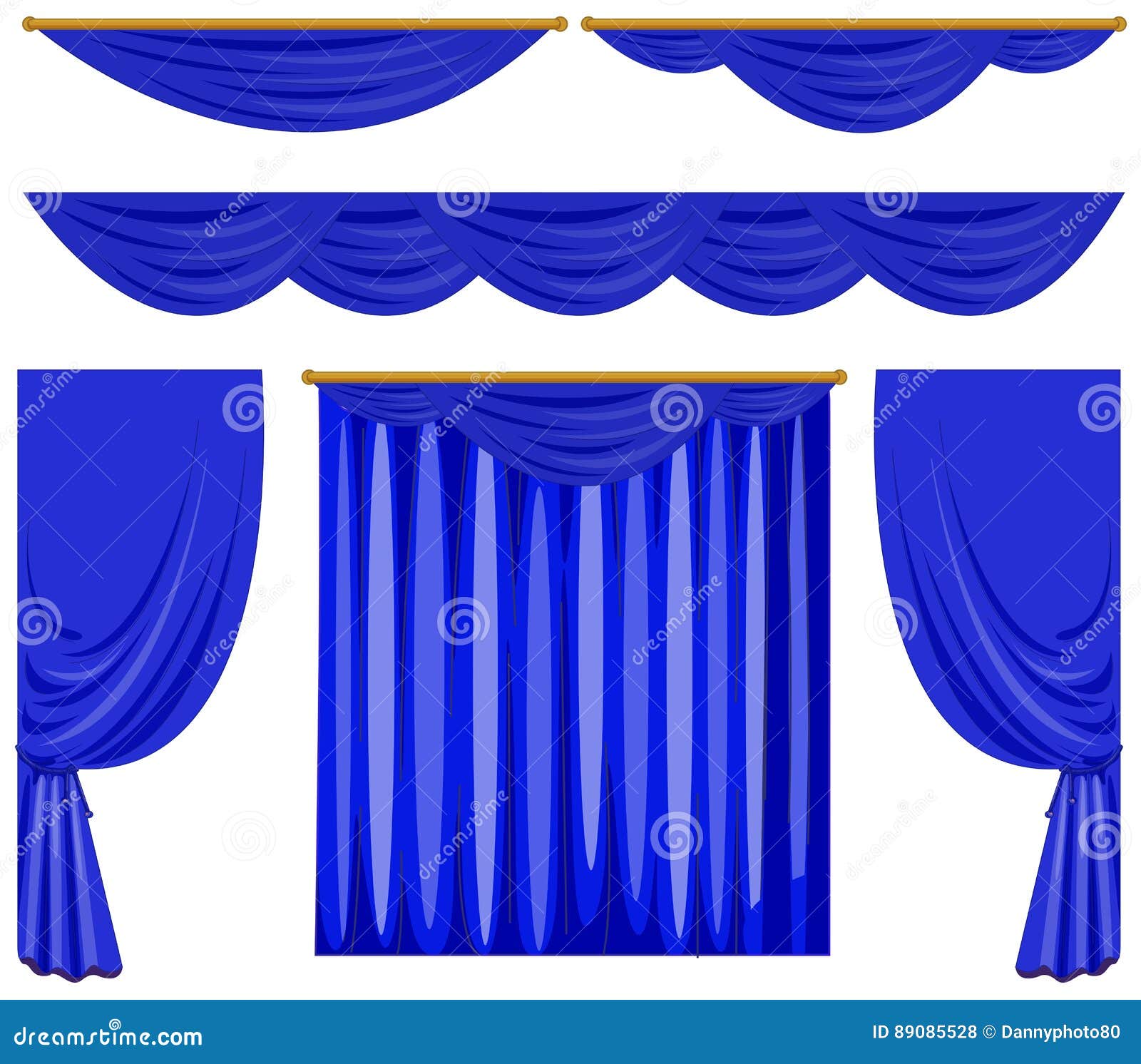 Diseño Azul De La Cortina En Blanco Ilustración del Vector ...