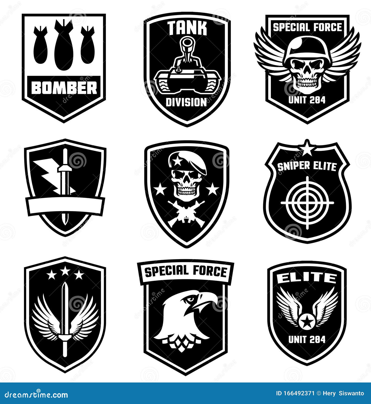 Diseño De Conjunto De Parches Militares Ilustración del Vector ...