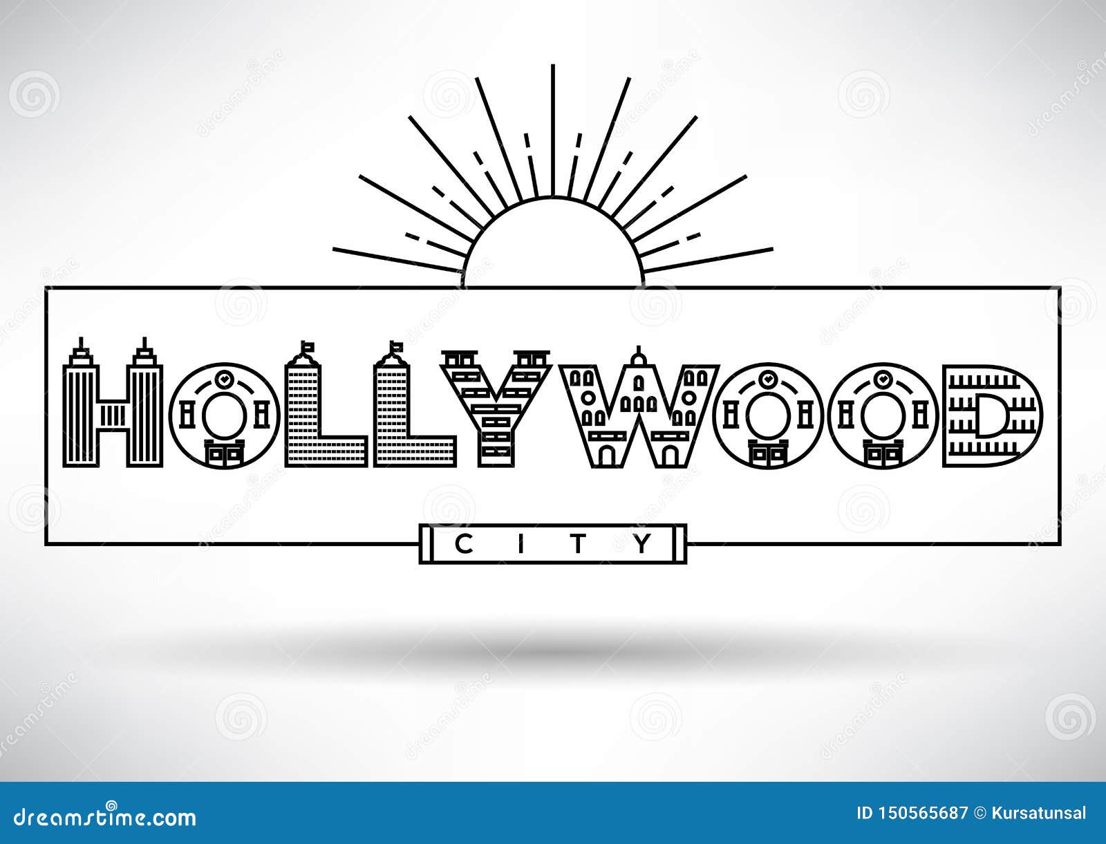 Diseño De La Tipografía De La Ciudad De Hollywood Con Las Letras ...