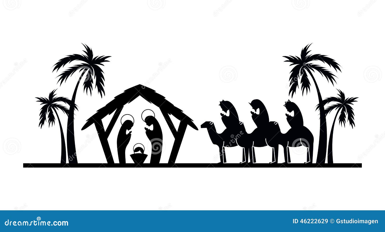 Diseño del pesebre ilustración del vector. Ilustración de bebé - 46222629