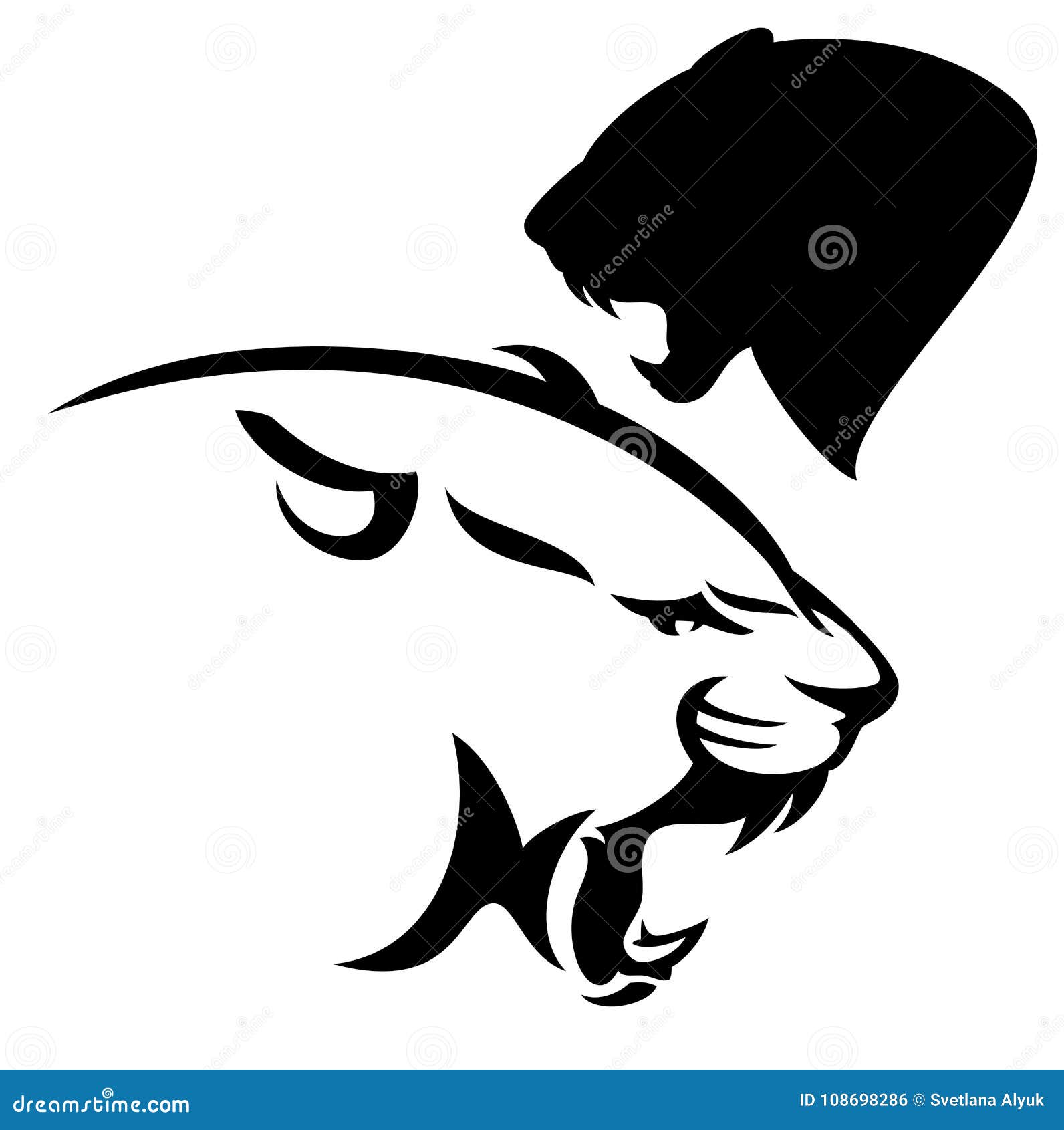 Diseño Negro Del Vector Del Puma Del Rugido Ilustración del Vector ...