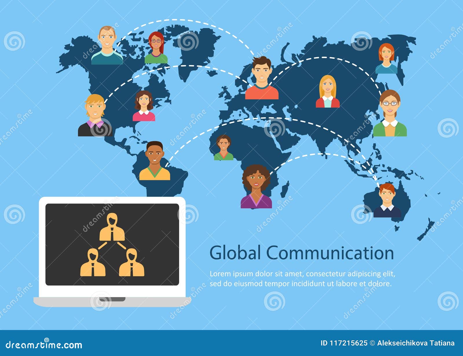 Diseño Plano De La Comunicación Global Ilustración del Vector ...