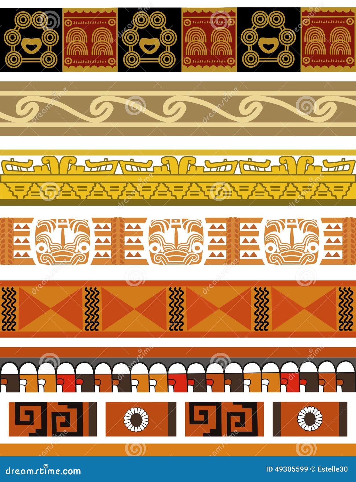 Diseños aztecas del modelo stock de ilustración. Ilustración de rojo ...