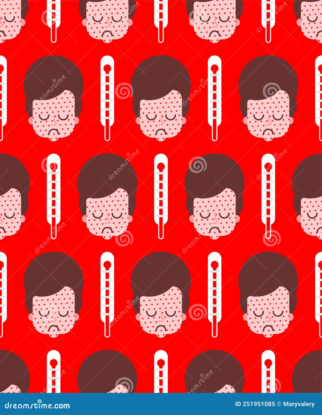 Disease Background. Sick Guy and Thermometer Pattern Seamless Stock ...
