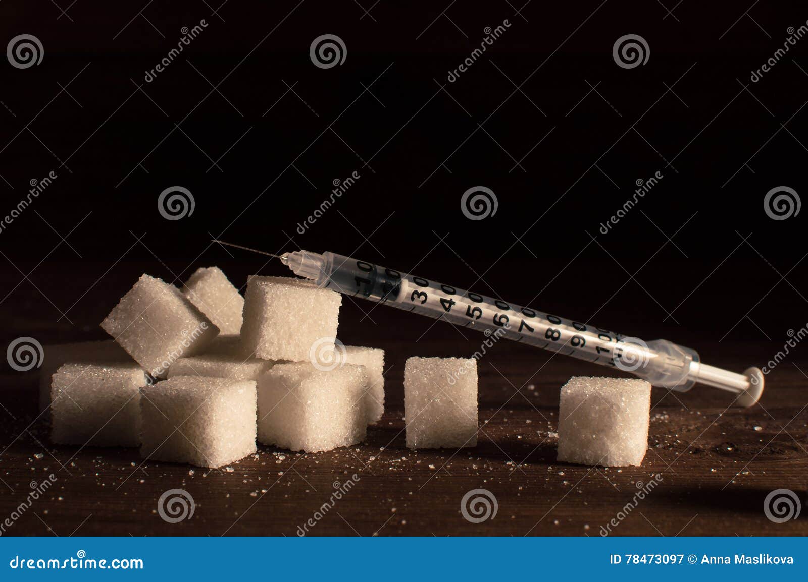 Disease - Diabetes. Sugar with Syringe for Injection Stock Image ...