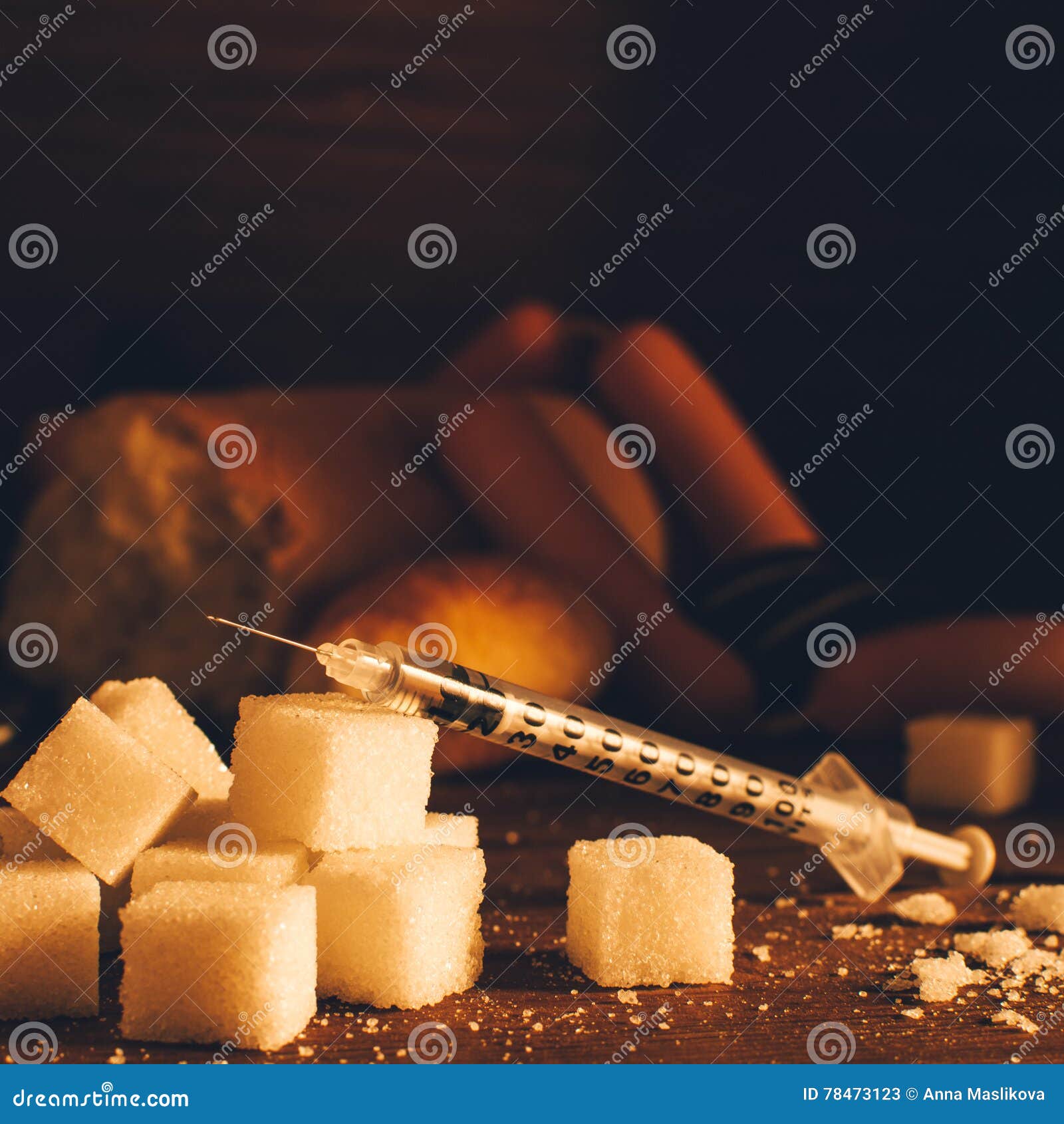 Disease - Diabetes. Sugar with Syringe for Injection Stock Image ...