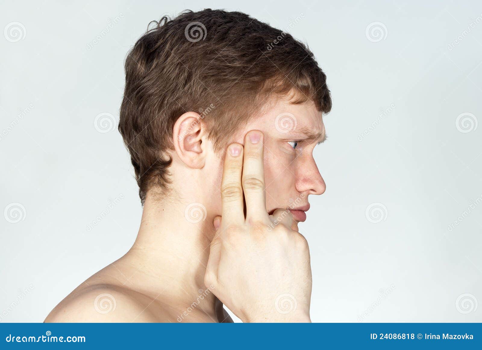 Disease of the Head is Held with Your Fingers Stock Photo - Image of ...