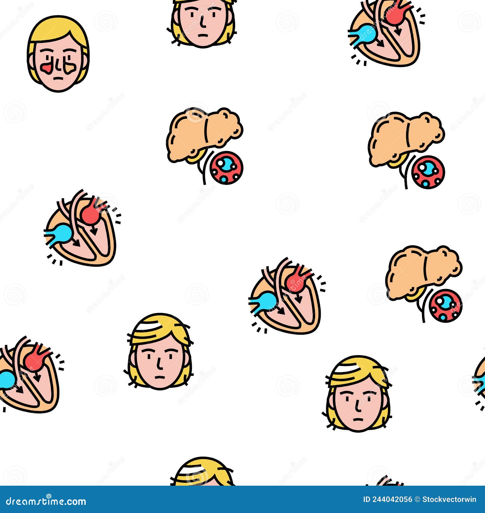 Disease Human Organ Vector Seamless Pattern Stock Vector - Illustration ...