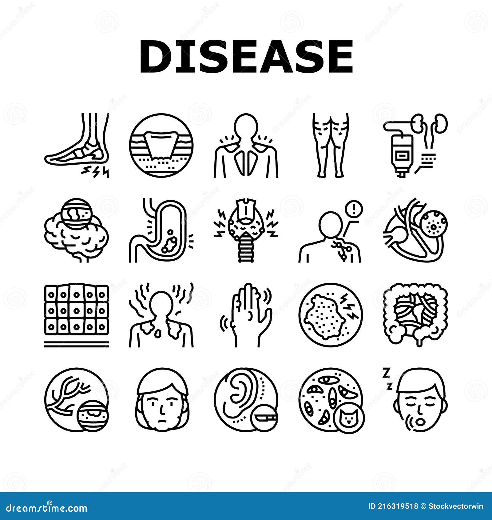 Lymphoma. Signs And Symptoms Cartoon Vector | CartoonDealer.com #80163669