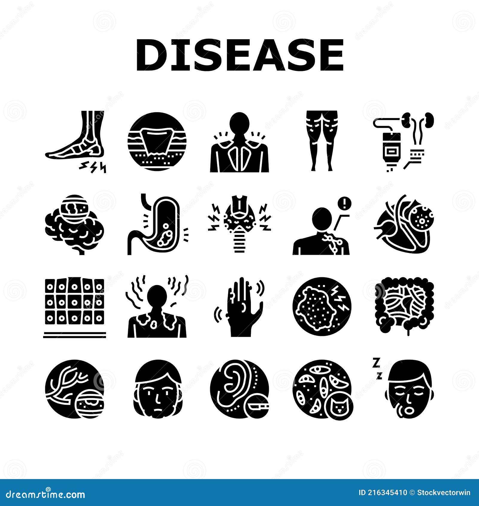 Disease Human Problem Collection Icons Set Vector Stock Vector