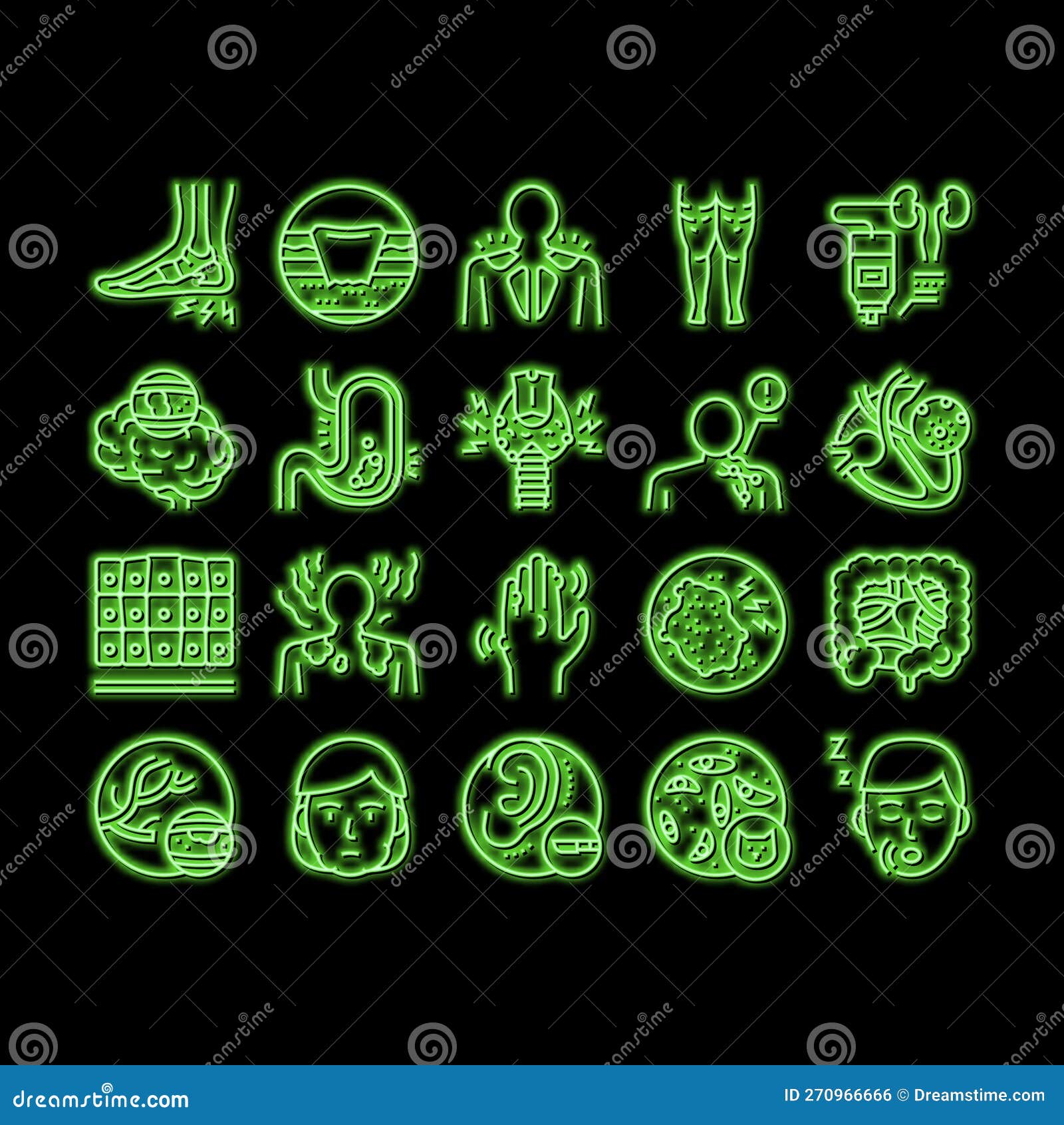 Disease Human Problem Neon Glow Icon Illustration Stock Vector