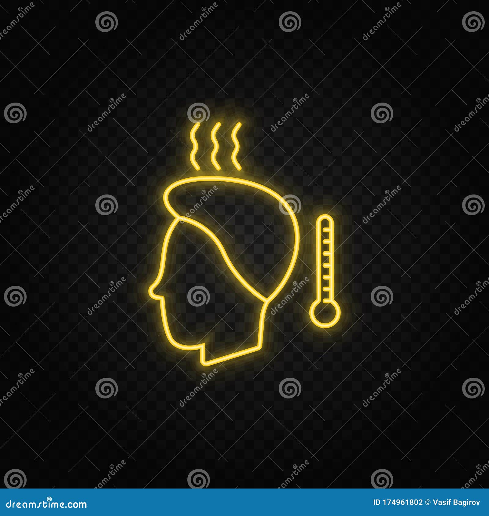 Diseases, Patient, Temperature Yellow Neon Icon. Yellow Neon Vector ...