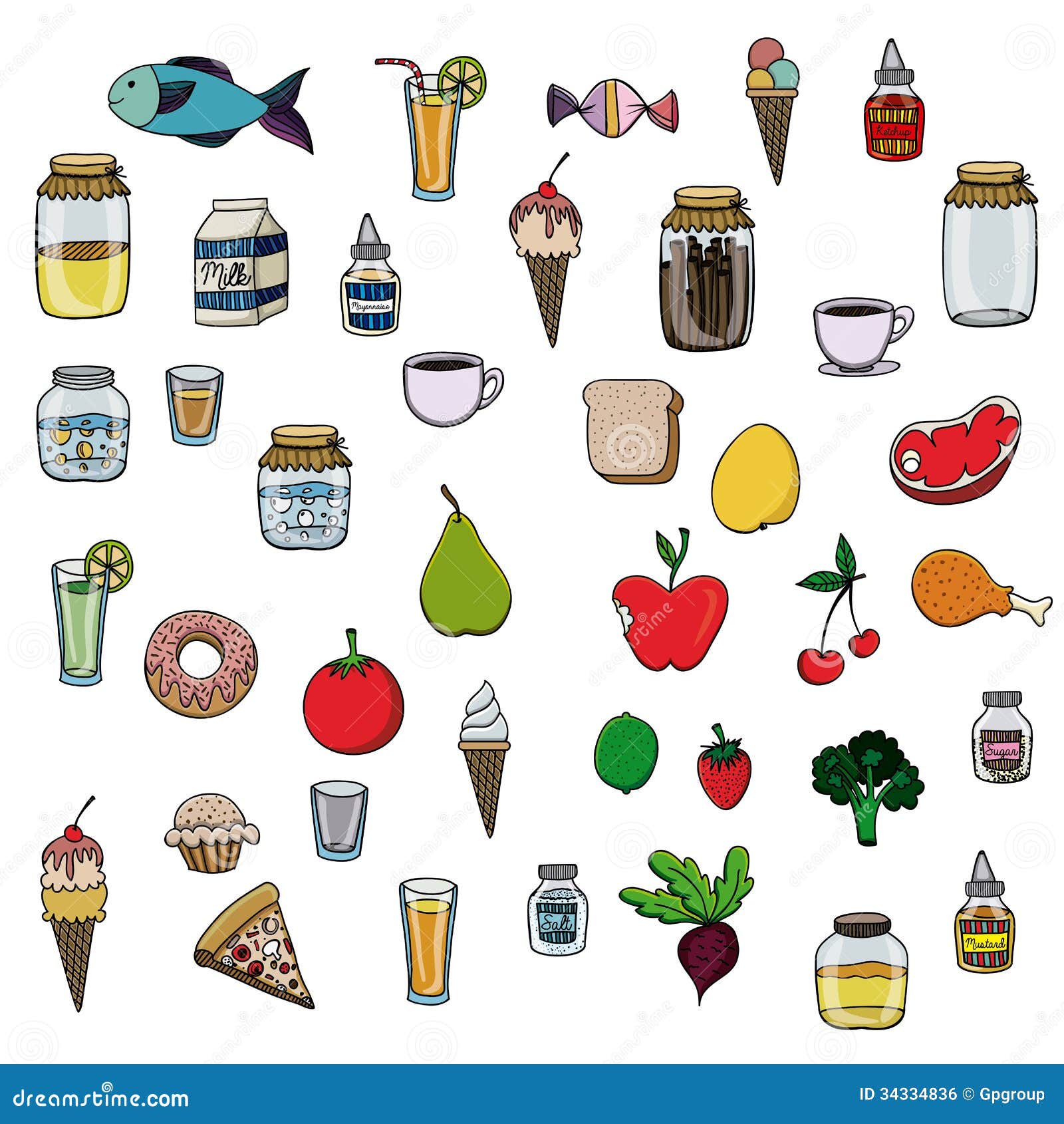 Disegno dell'alimento illustrazione vettoriale. Illustrazione di scheda ...