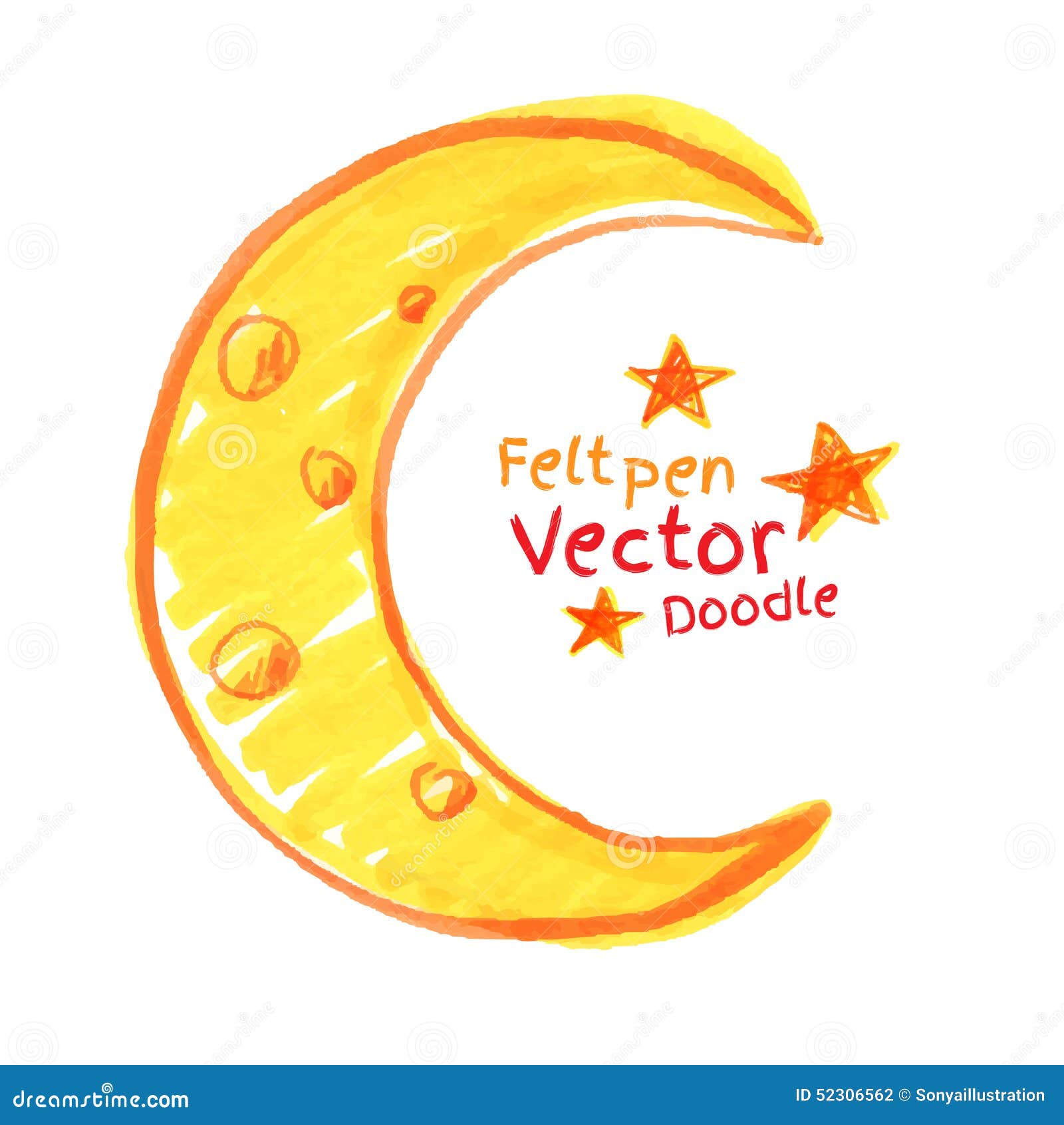 Disegno a Penna Del Feltro Della Mezzaluna Illustrazione Vettoriale ...