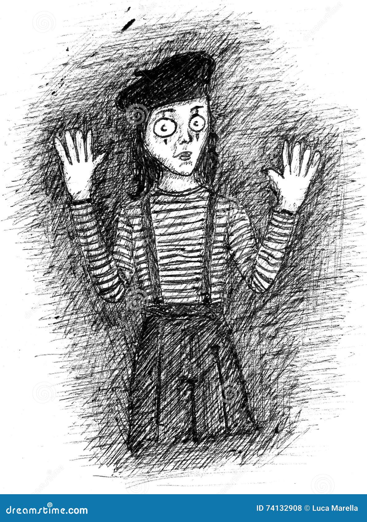 Disegno a Penna Ed Inchiostro Del Mimo Illustrazione di Stock ...