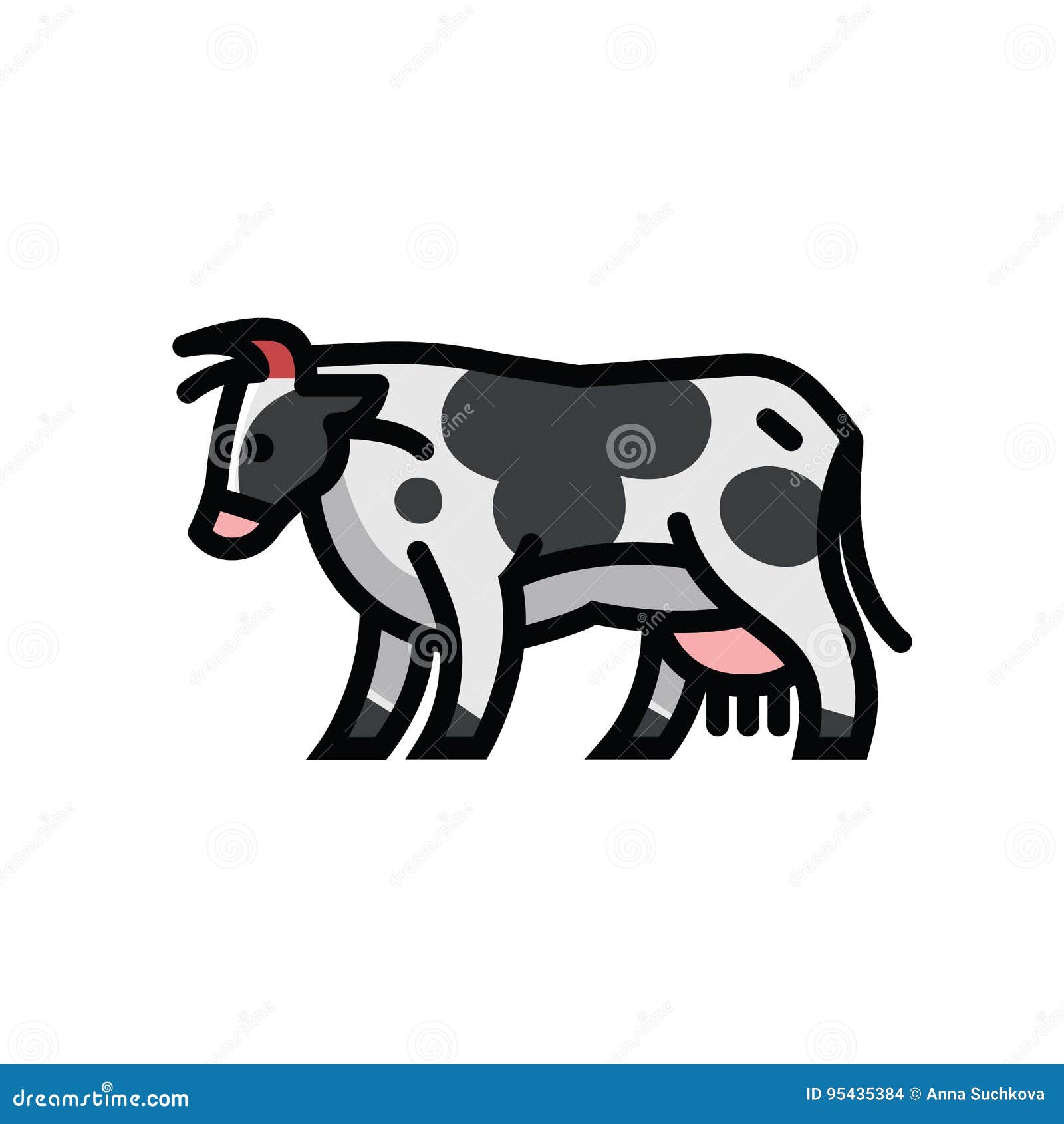 Disegno Stilizzato Della Mucca Illustrazione Vettoriale - Illustrazione ...