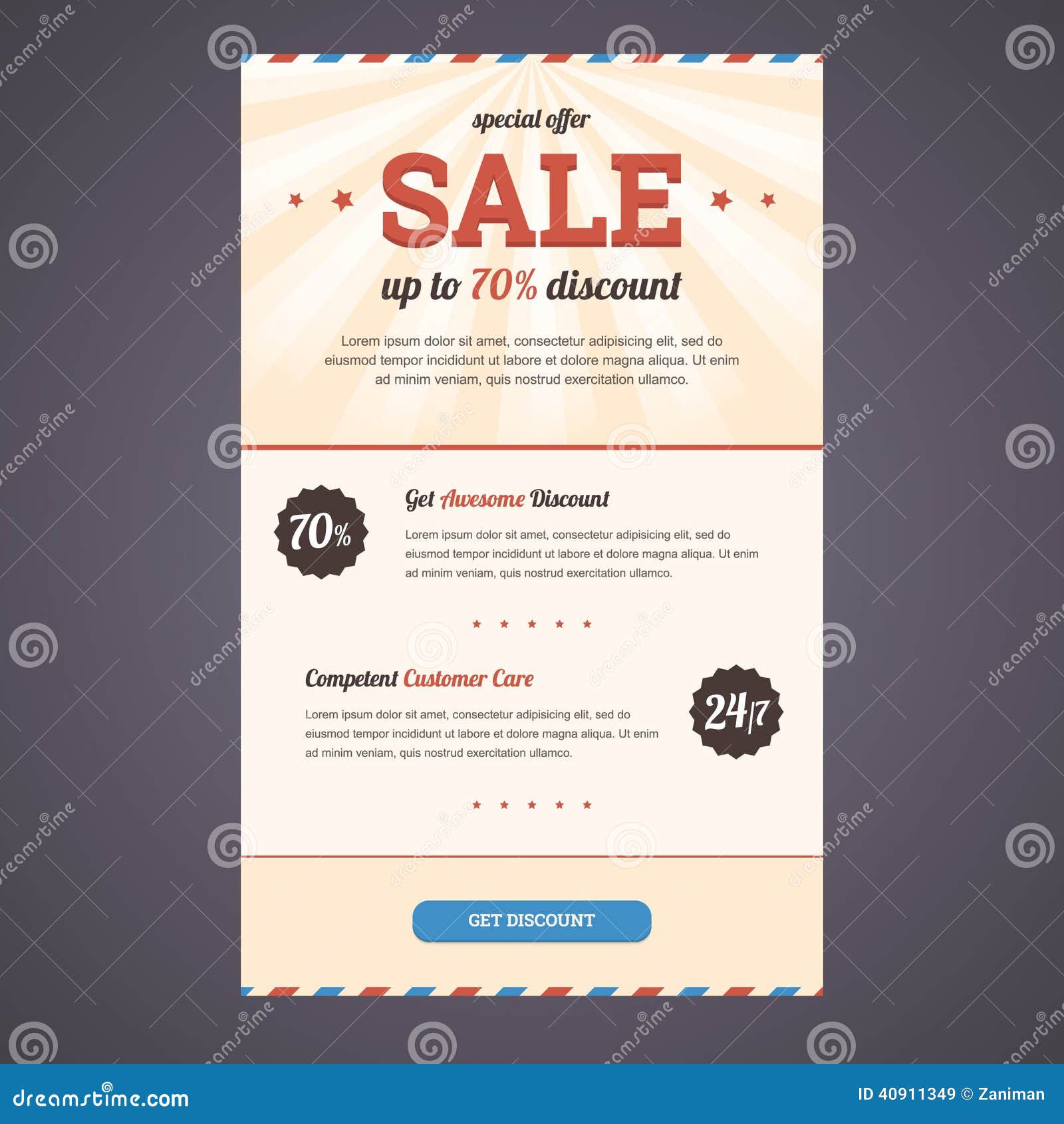 Diseño De La Plantilla Del Hoja Informativa Con Oferta Del Descuento
