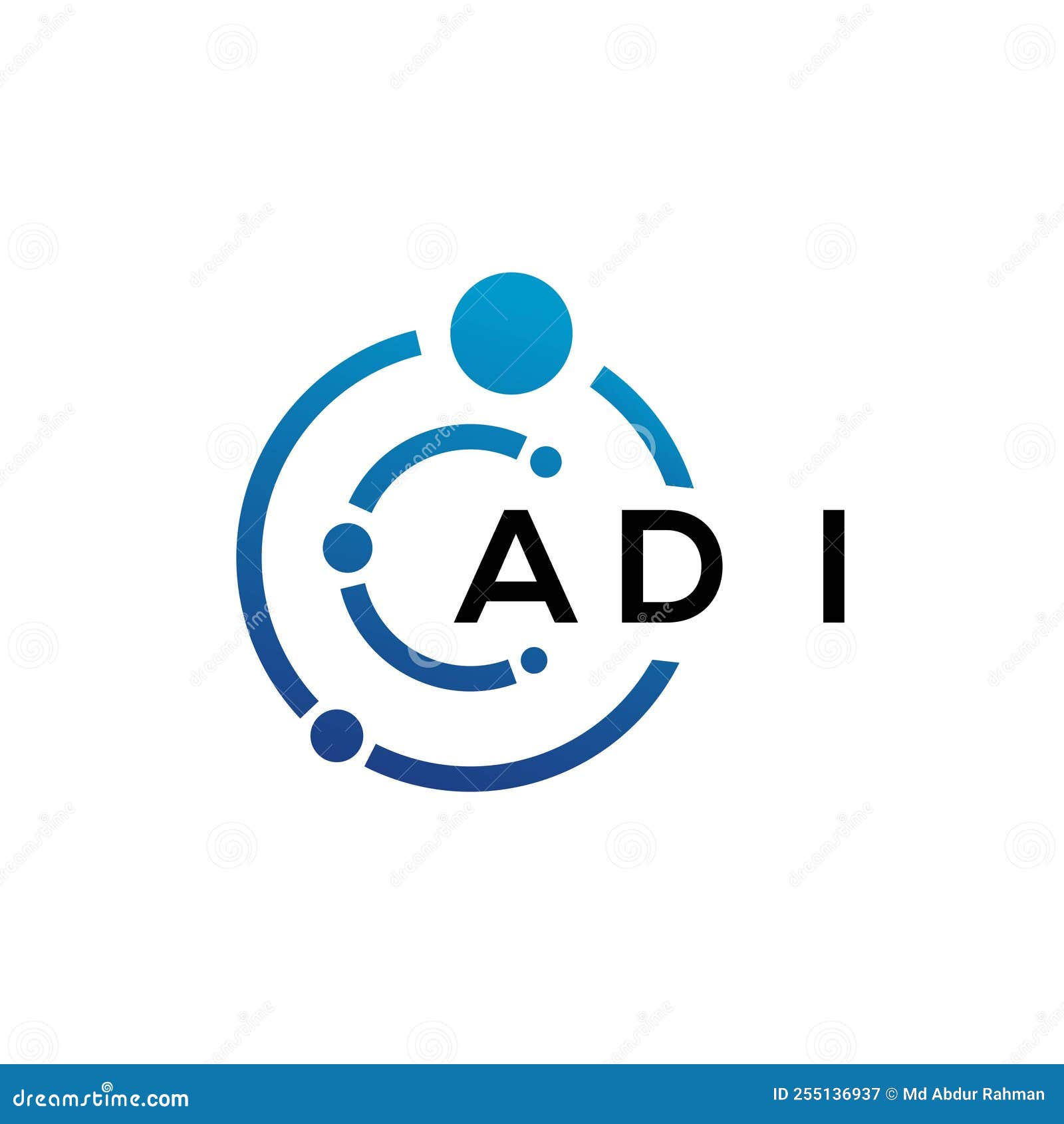 Diseño De Logotipo De Letra Adi En Fondo Negro Concepto De Logo De La Carta De Inicio Creativo