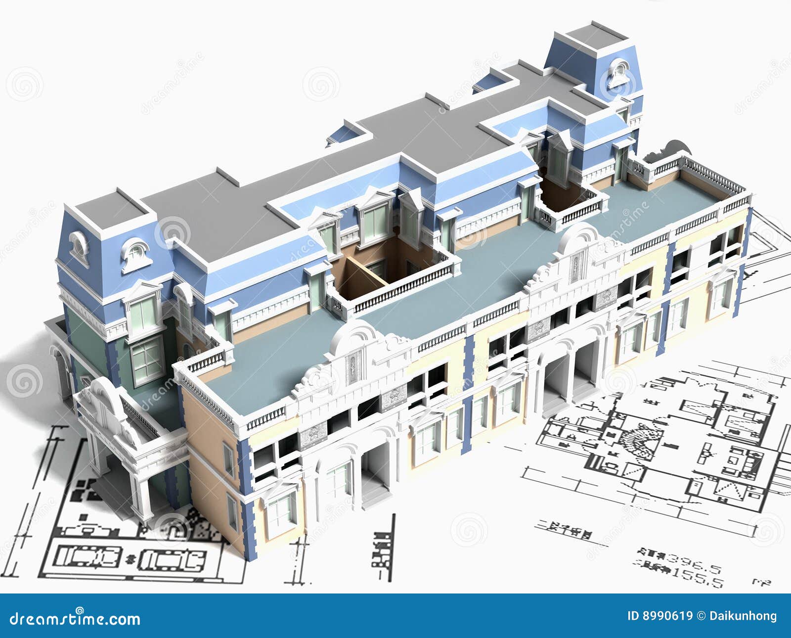 Diseño del edificio 3D stock de ilustración. Ilustración de dimensional - 8990619