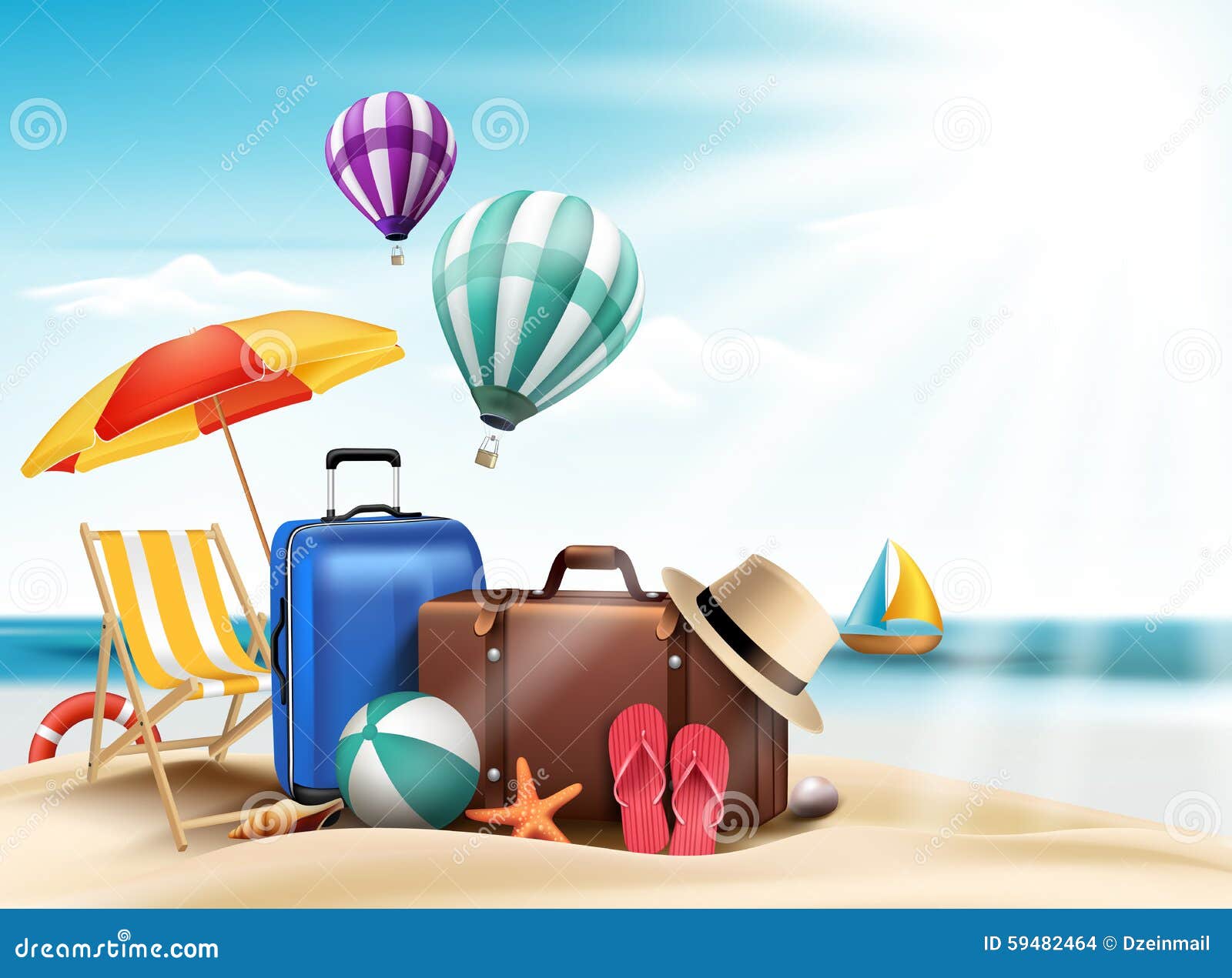 Diseño Realista Del Viaje Del Verano 3d Y Del Cartel De Las Vacaciones