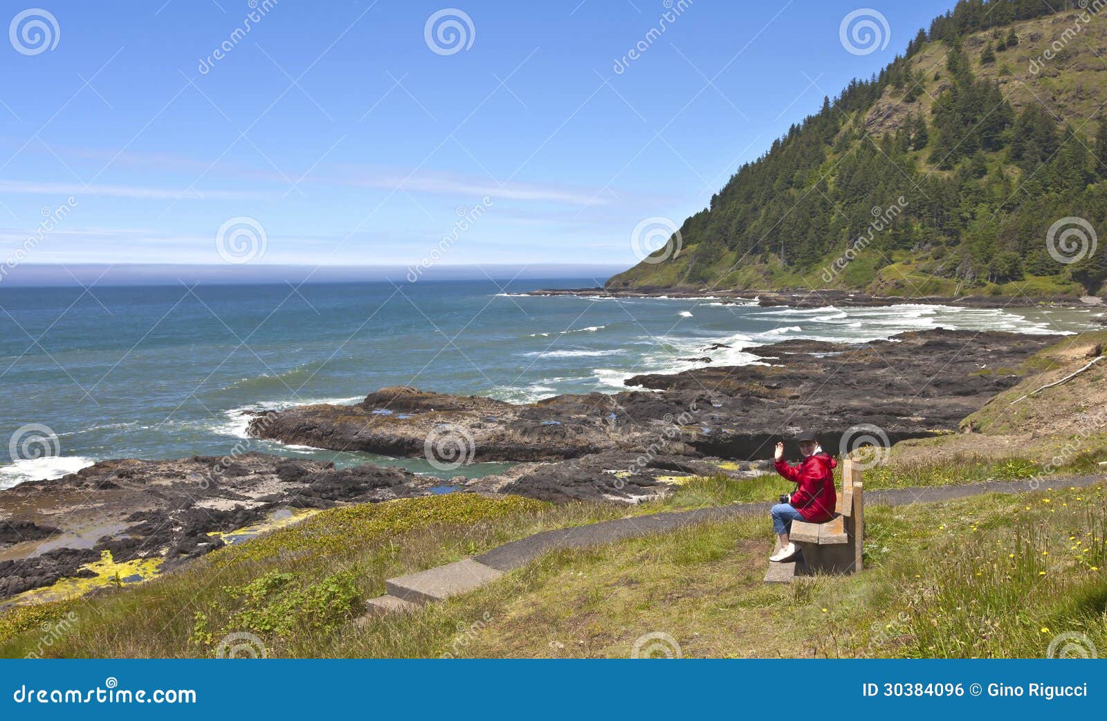 Disfrutar De La Costa Costa De Oregon. Foto de archivo - Imagen de ...