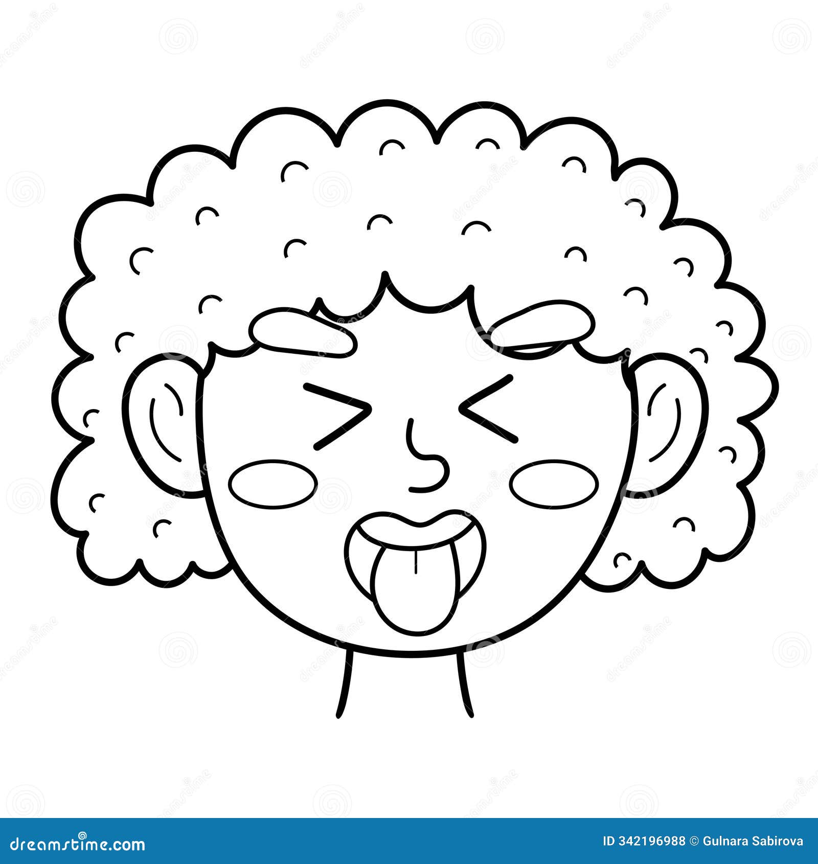 Disgusted Emotion Face in Black and White. Little Kid Outline Clipart ...