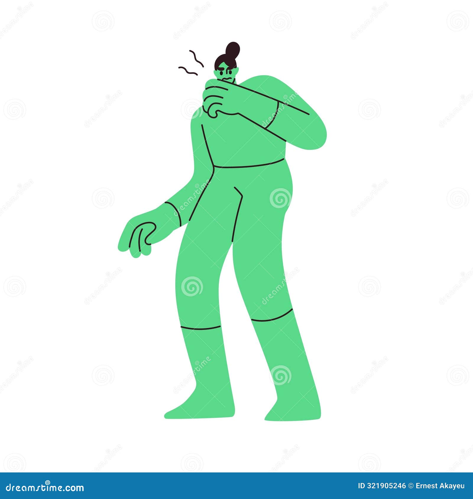 Disgusted Expression, Green Character. Dislike and Aversion Emotion ...