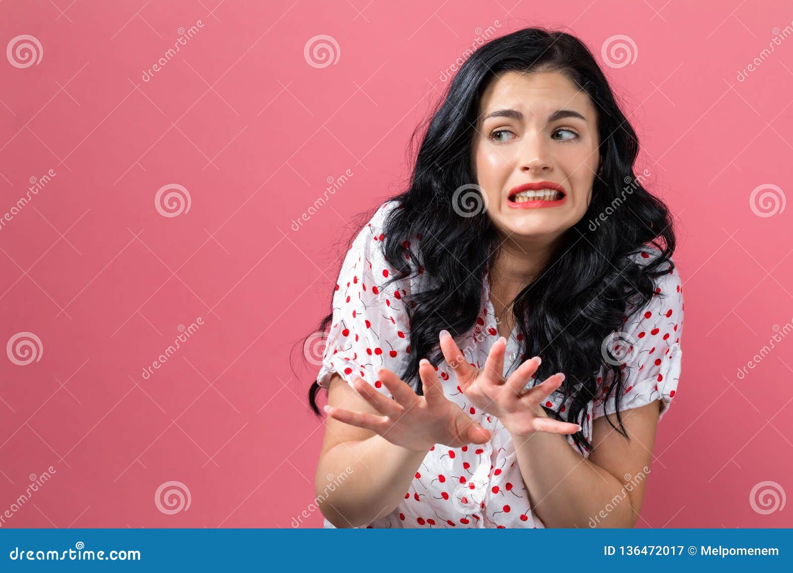 Disgusted Face Expression with Young Woman Stock Image - Image of ...