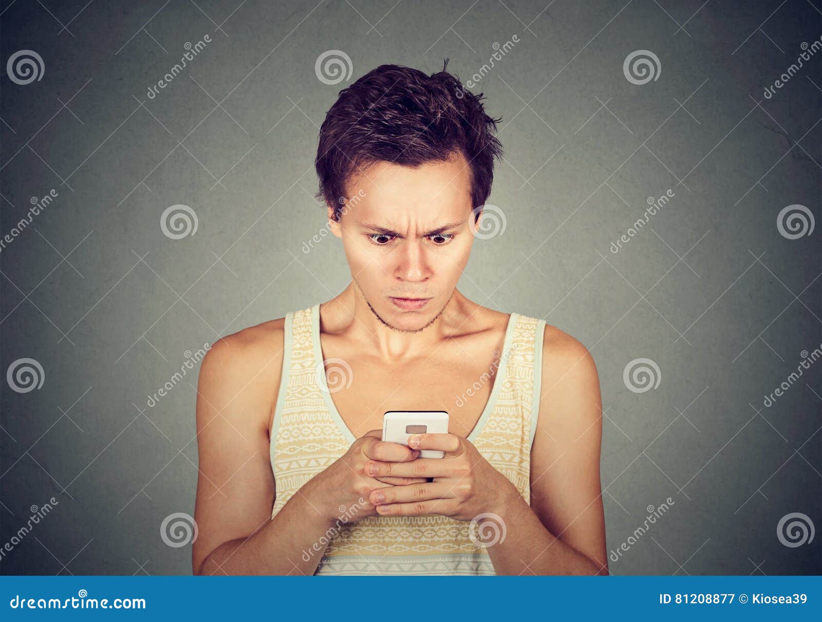 Disgusted Man Reading a Text Message Stock Image - Image of displeased ...