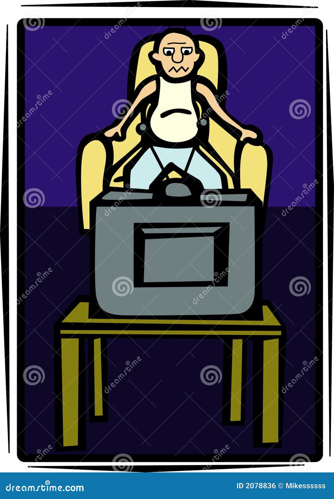 Disgusted Man Watching Tv At Night Vector | CartoonDealer.com #2078836
