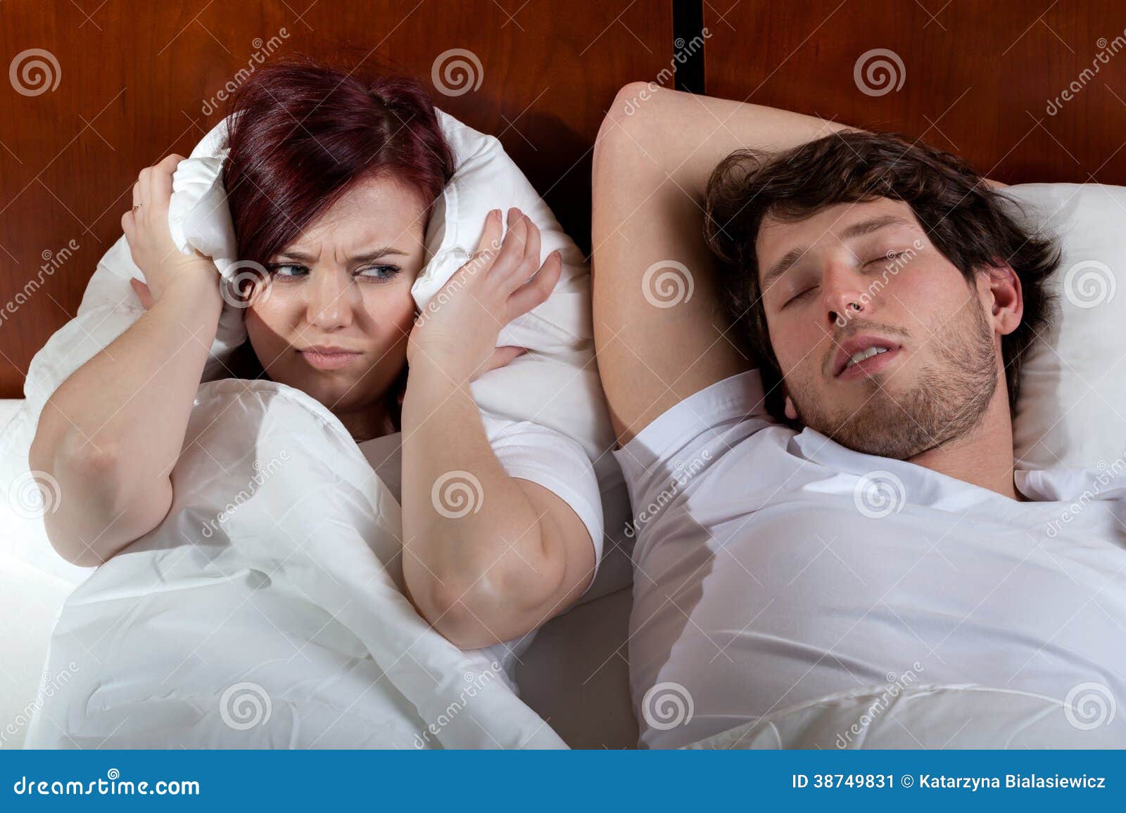 Disgusted Wife and Sleeping Husband Stock Image - Image of people ...