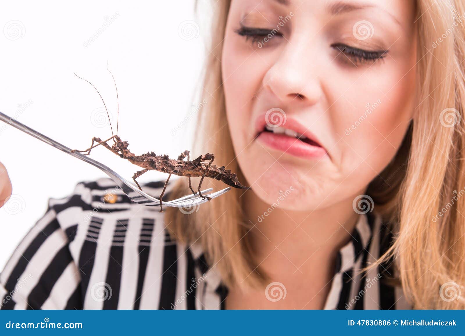 Woman Eating Insects Fork Restaurant Stock Photos - Free & Royalty-Free ...