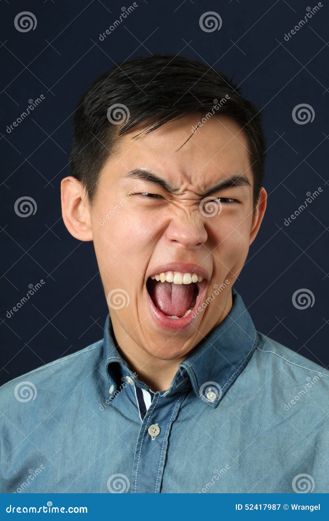 Disgusted Young Asian Man Crying and Making Face Stock Image - Image of ...