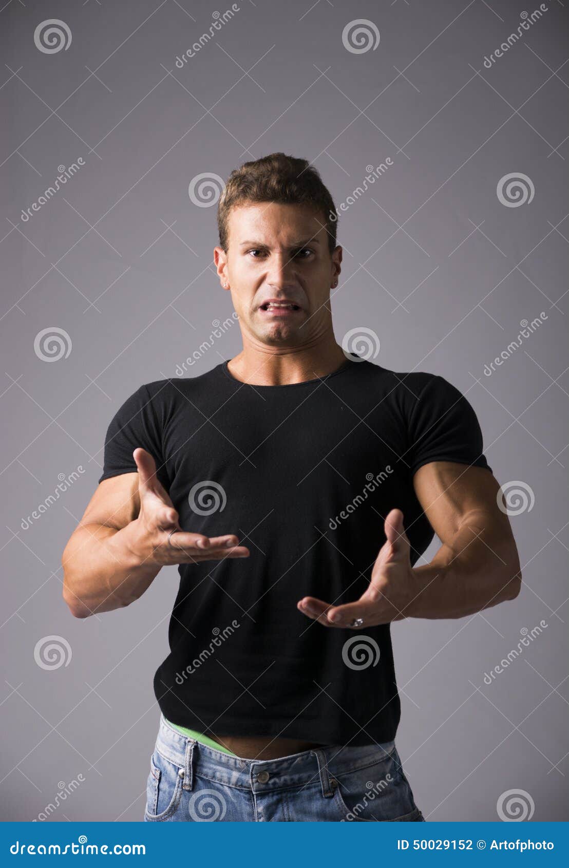 Disgusted Young Man With Funny Expression On His Face Stock Photo ...