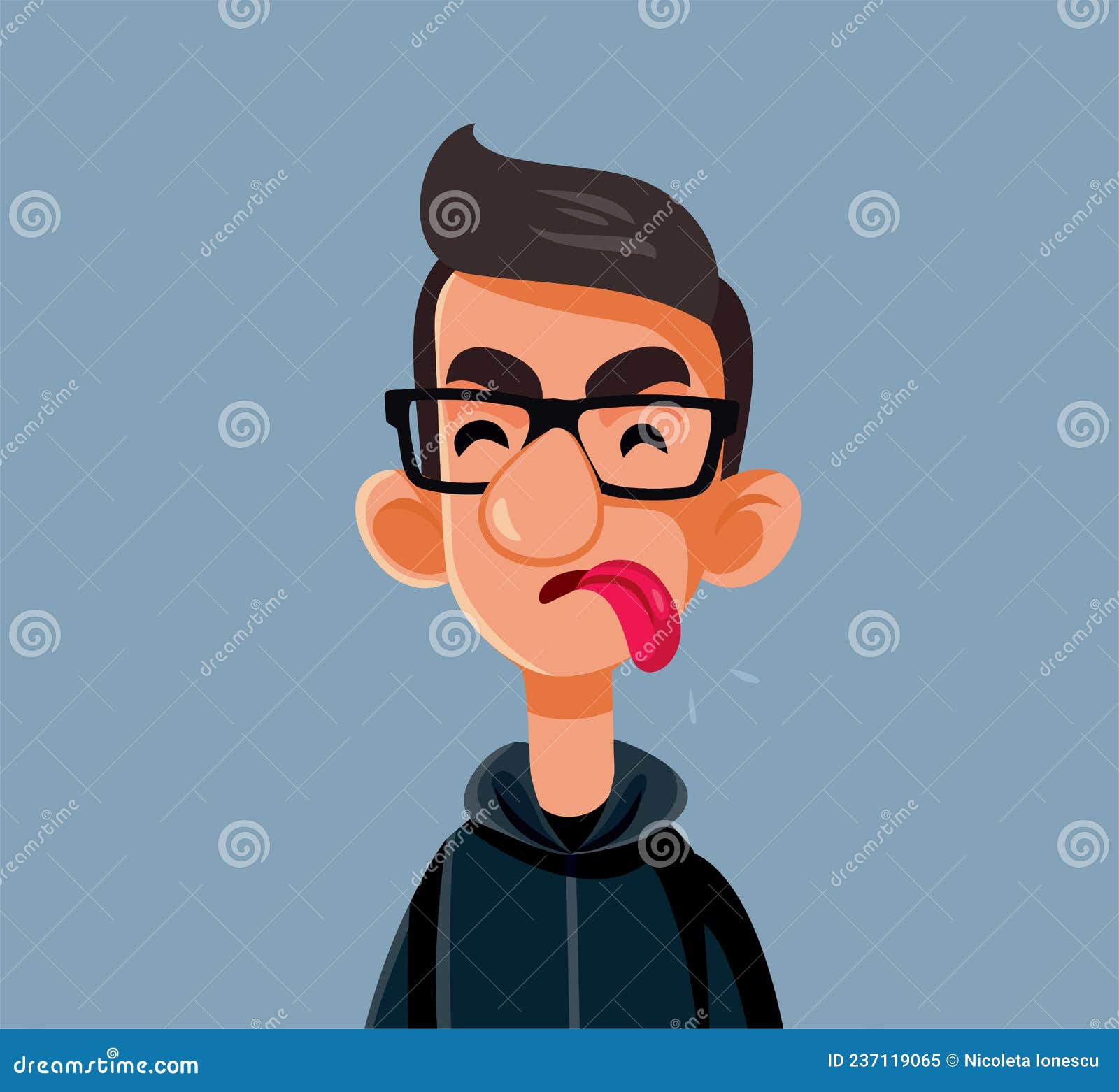 Disgusted Young Man with Tongue Out Vector Cartoon Stock Illustration ...