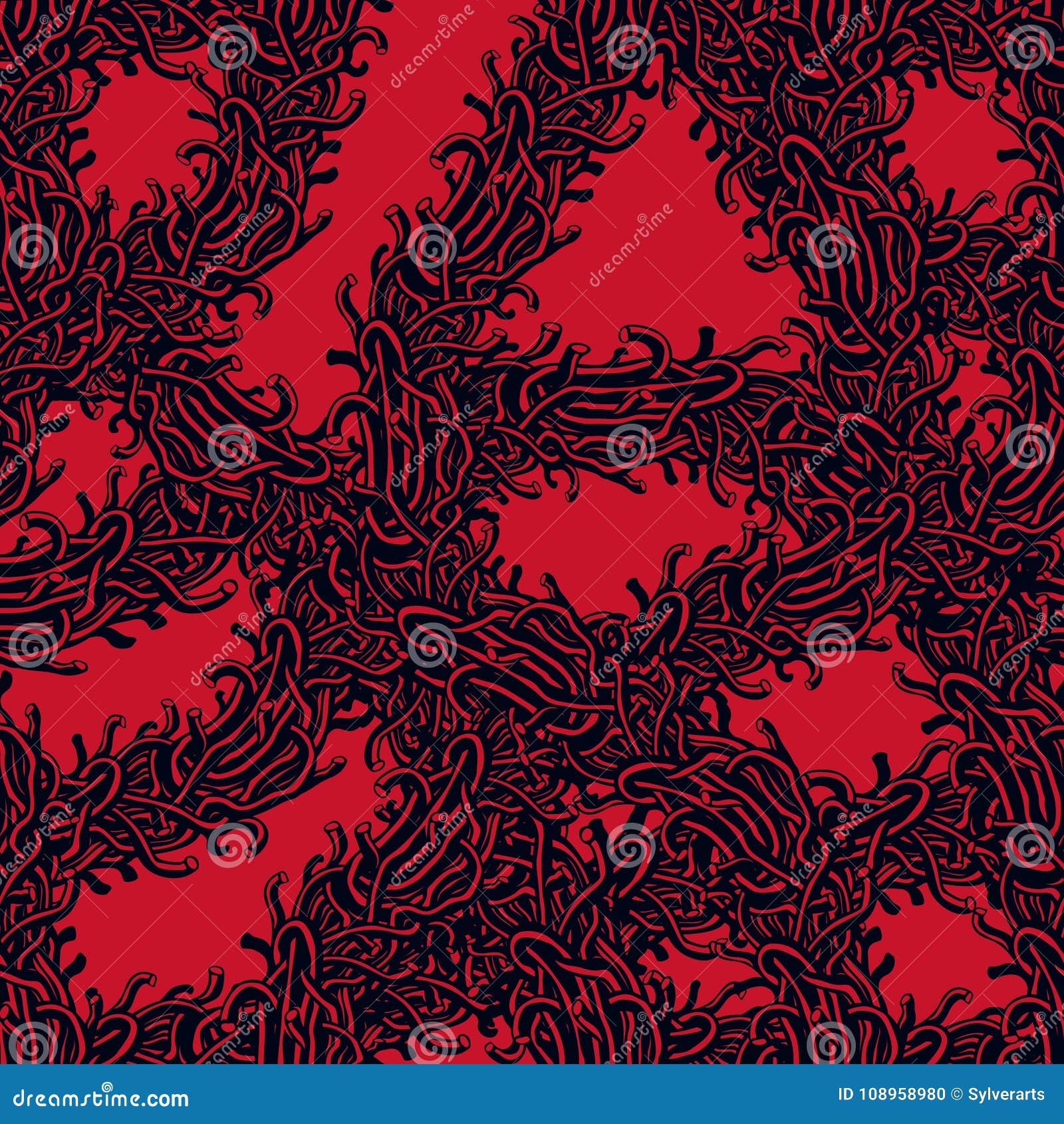 Disgusting Horror Art and Nightmare Seamless Pattern, Vector Background ...