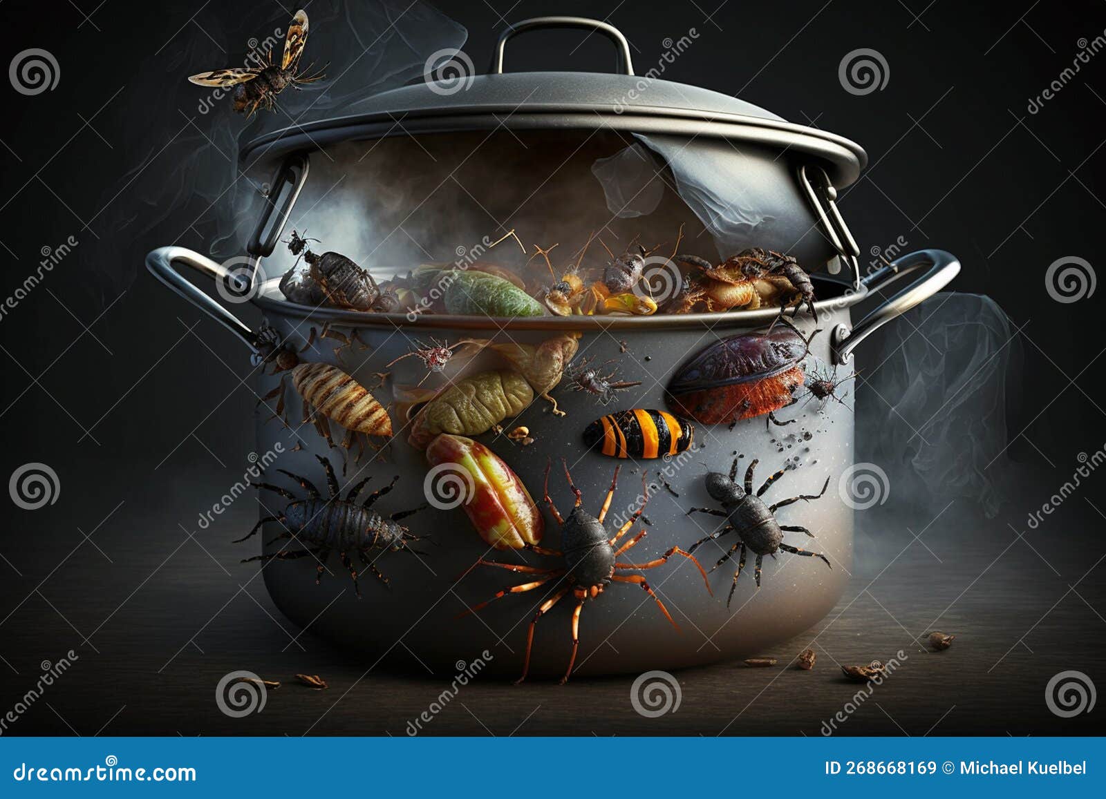 Disgusting Insects are Crawling on a Cooking Pot Stock Illustration ...