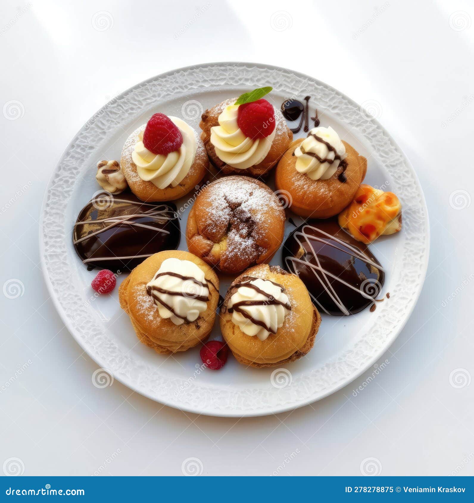 Dish with assorted cakes stock illustration. Illustration of healthy ...