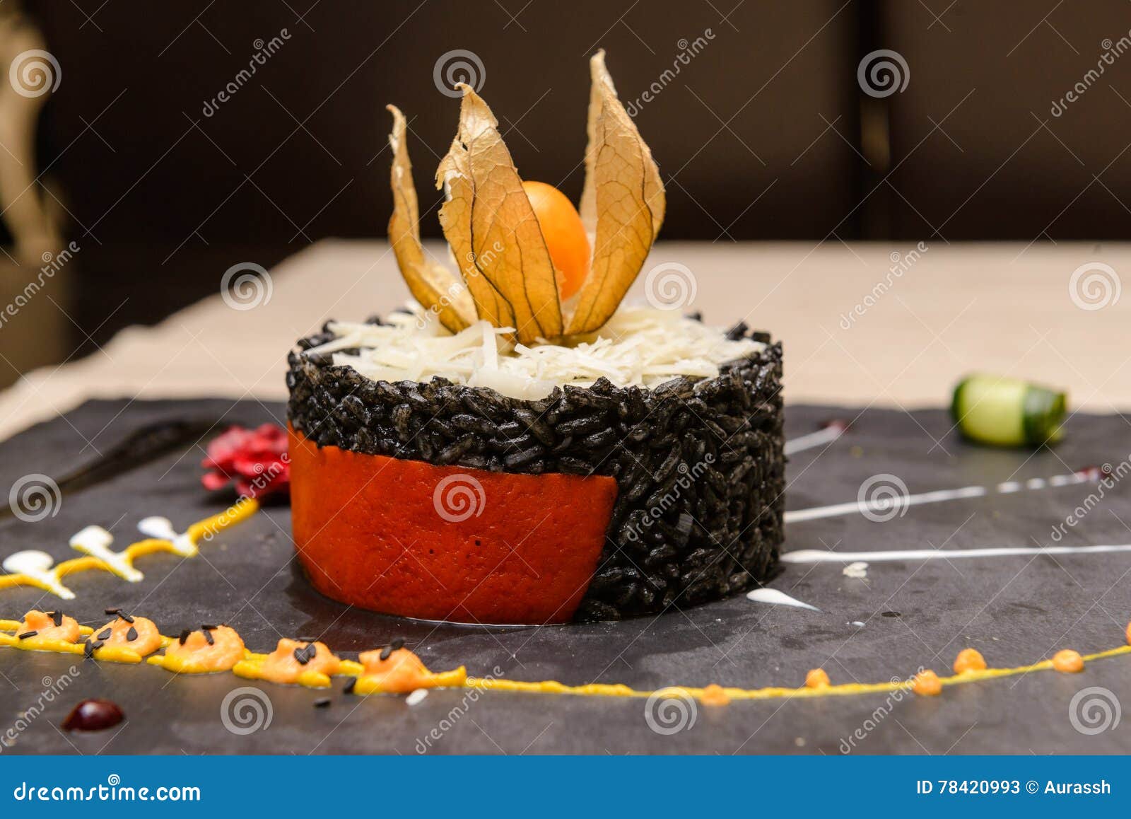 Dish of Black Risotto with Squid Ink Stock Image - Image of grilled ...