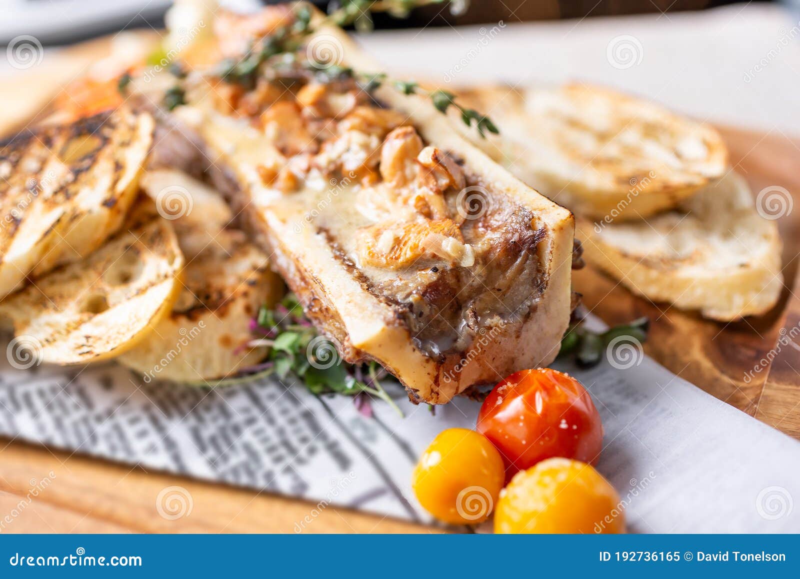 Dish Of Bone Marrow Roasted In A Rustic Wood-fired Oven Stock Image ...