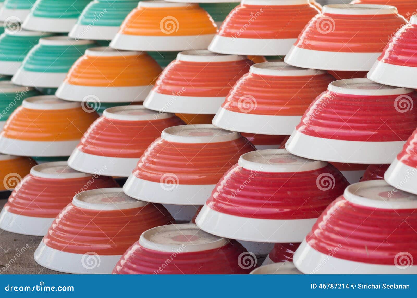 Dish-Bowl-Stack of Colorful Plates. Menu Concept Stock Photo - Image of ...