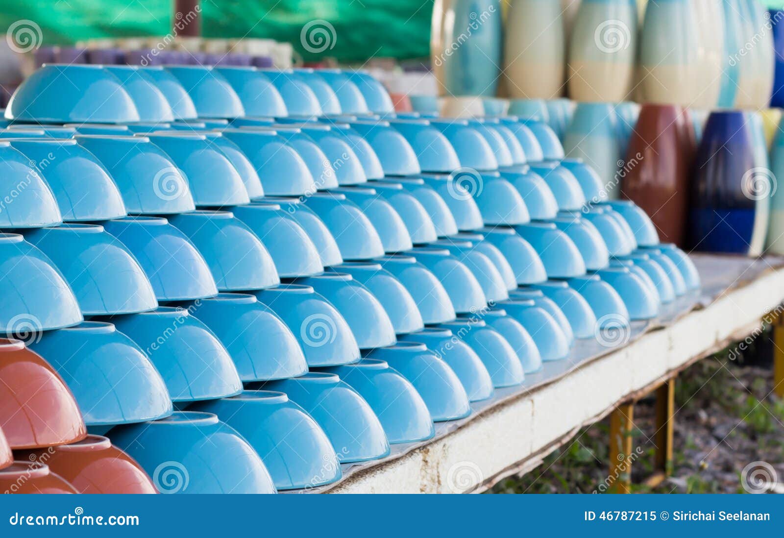 Dish-Bowl-Stack of Colorful Plates. Menu Concept Stock Image - Image of ...