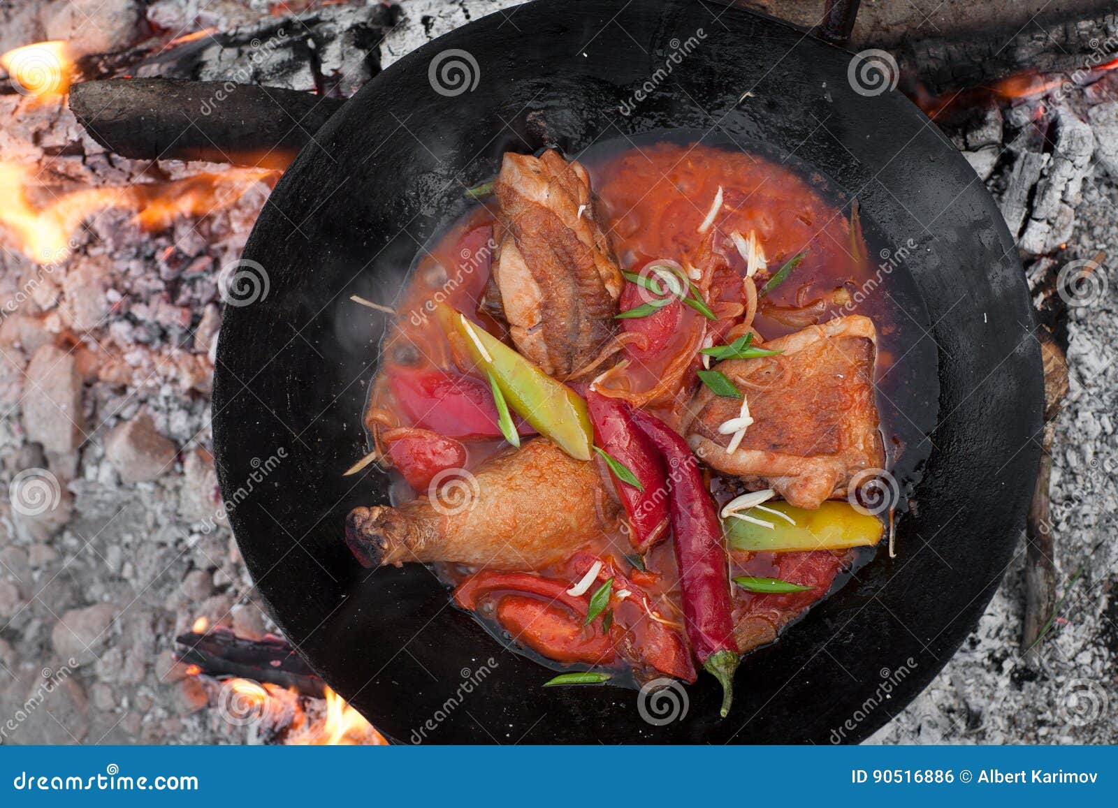 A dish on cold coals stock photo. Image of warm, combustion - 90516886