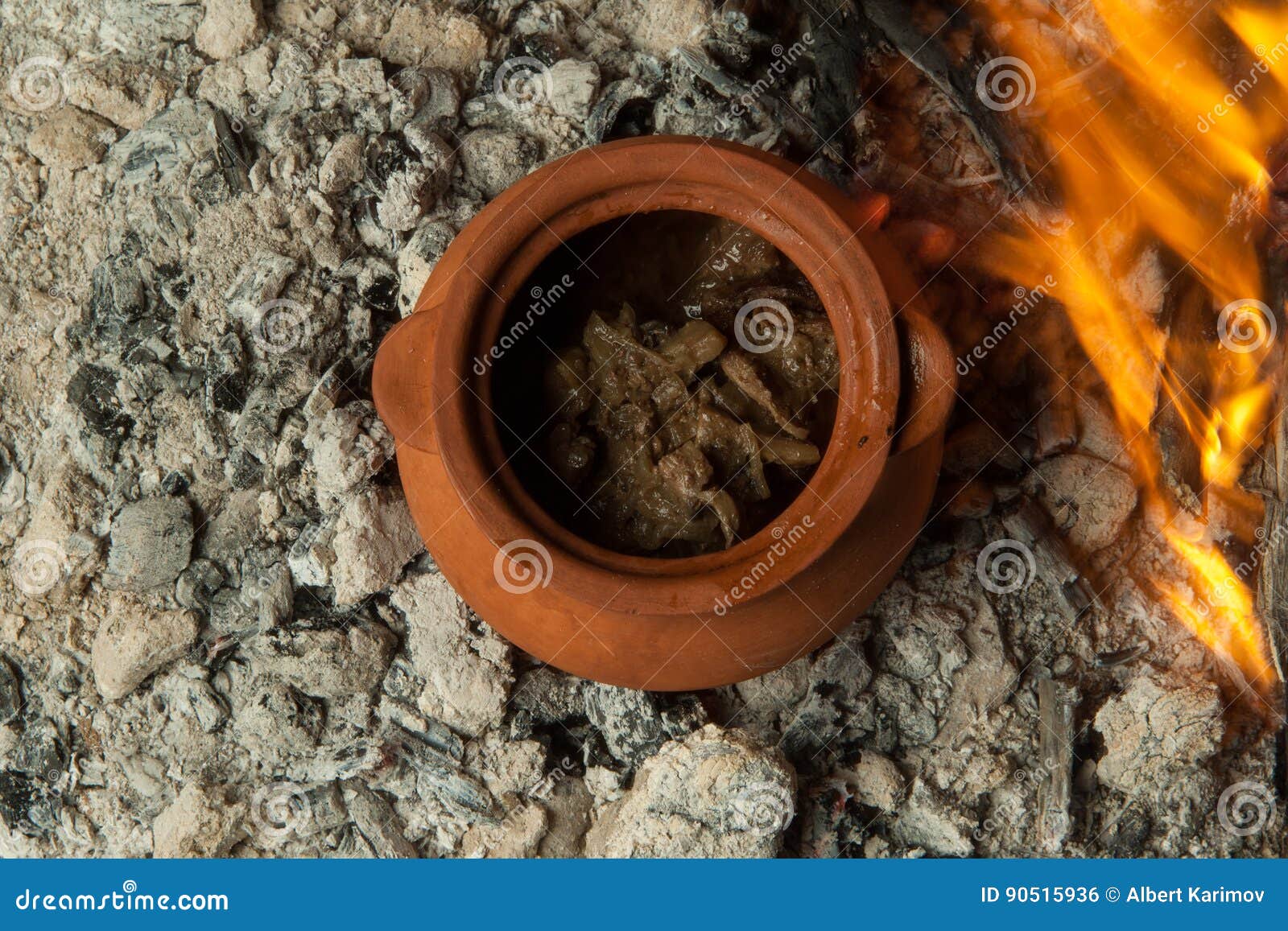 A dish on cold coals stock photo. Image of branch, cooking - 90515936