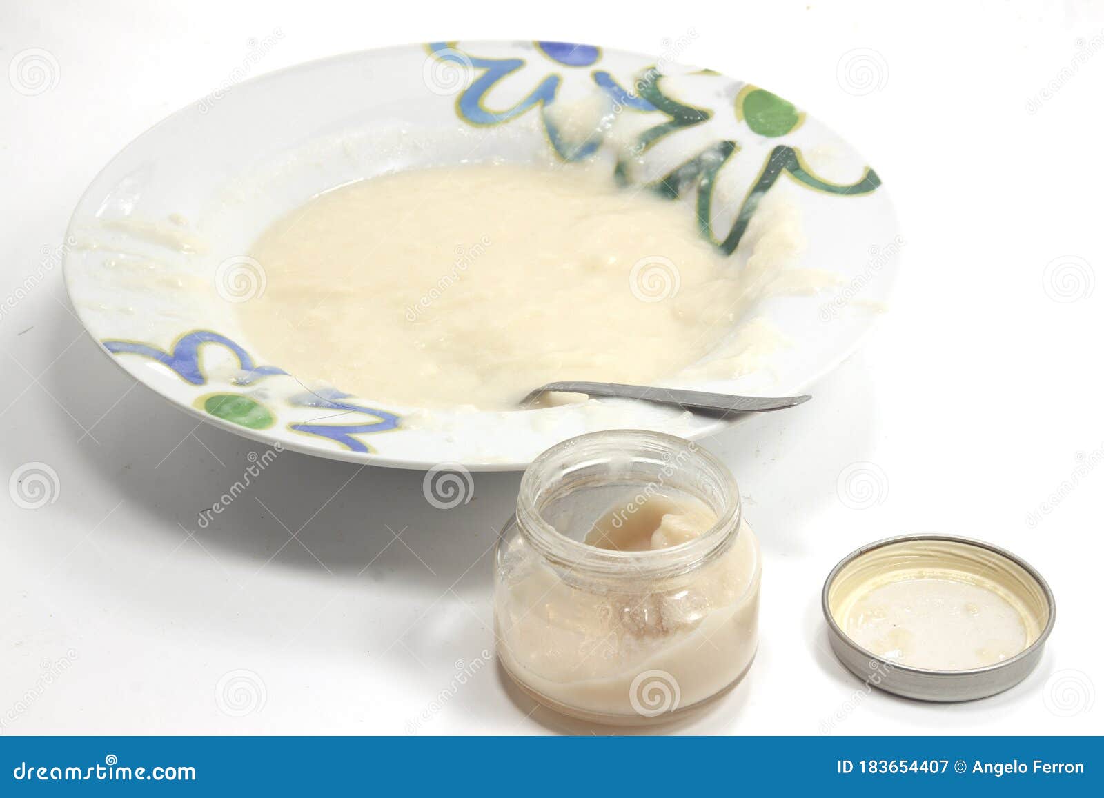 Dish and Container of Homogenised Food for Food Stock Image - Image of ...