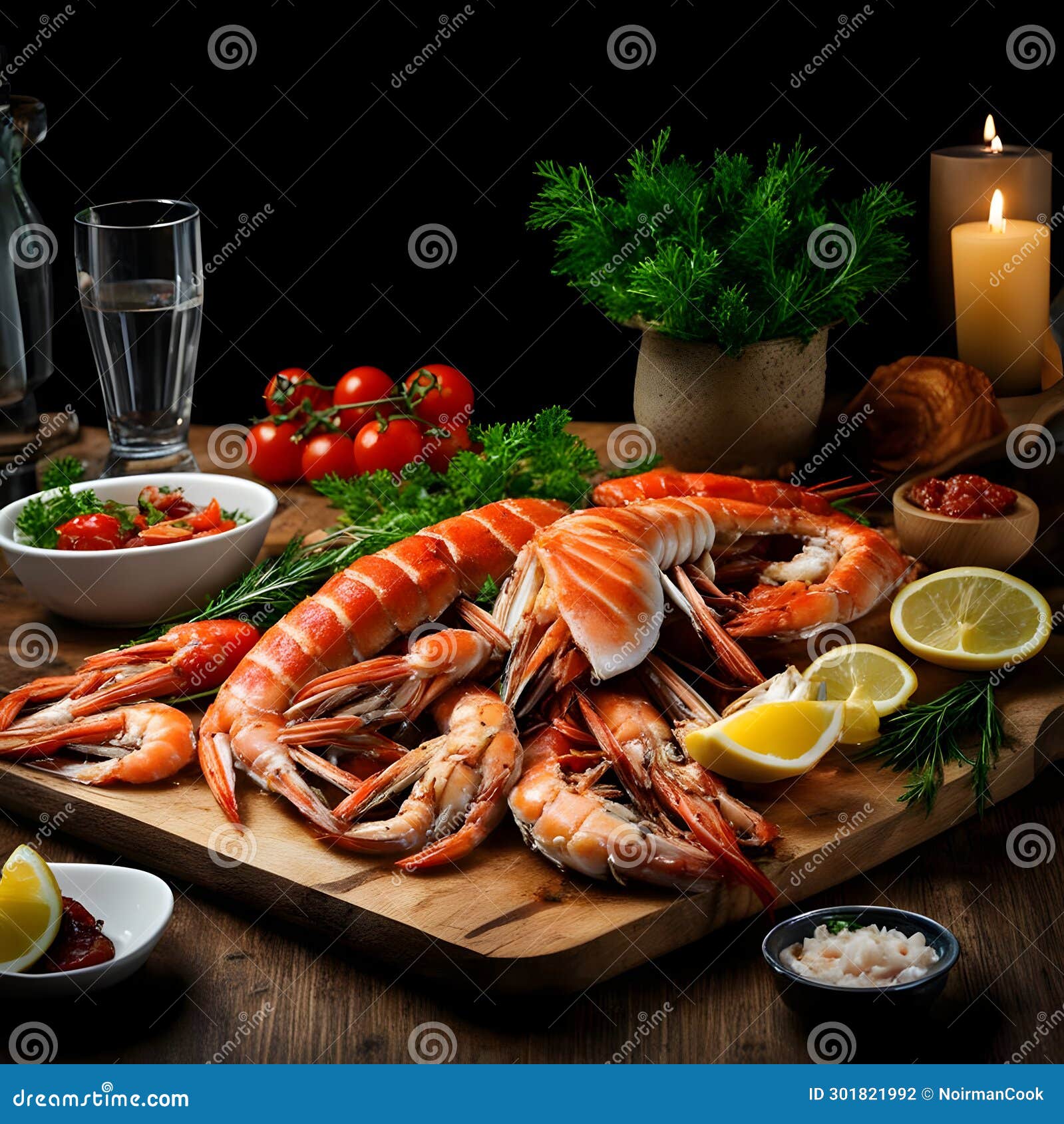 The Dish Cooked Seafood on the Wooden Table Close-up Stock Photo ...