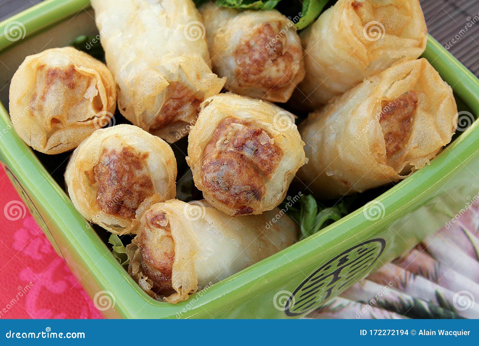 Dish of Cooked Spring Rolls Stock Photo - Image of rolls, fried: 172272194